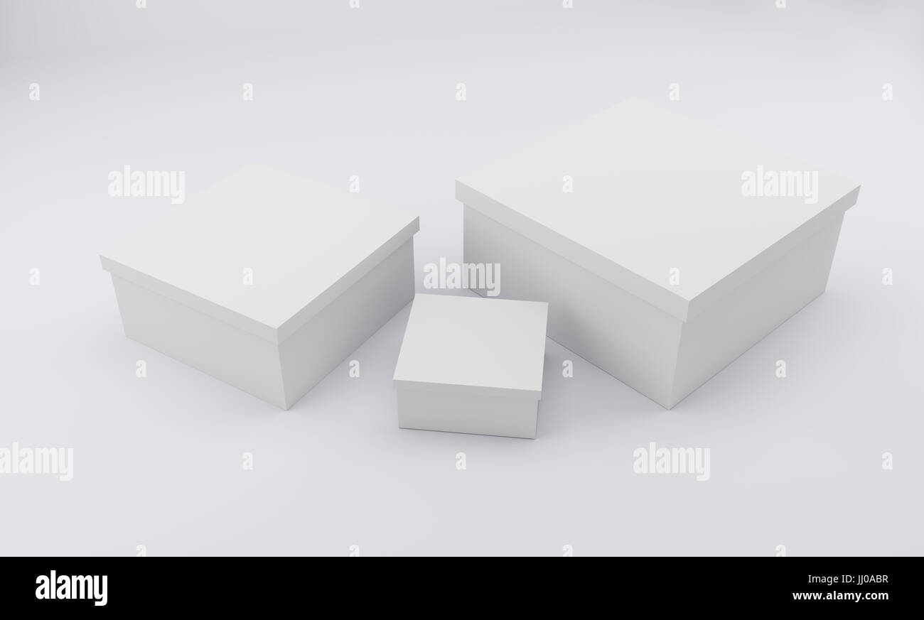 Blank white box isolated on white. 3d rendering Stock Photo - Alamy