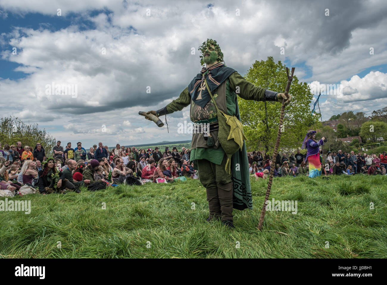 A Green Man at the Beltane May Day celebrations in Glastonbury ...