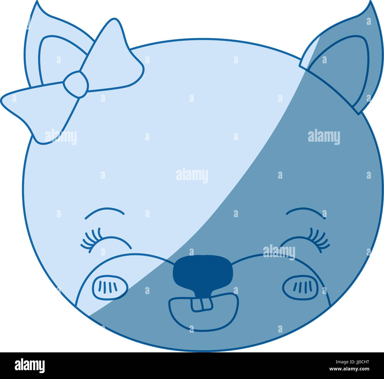 blue color shading silhouette face of female cat animal eyes closed and ...