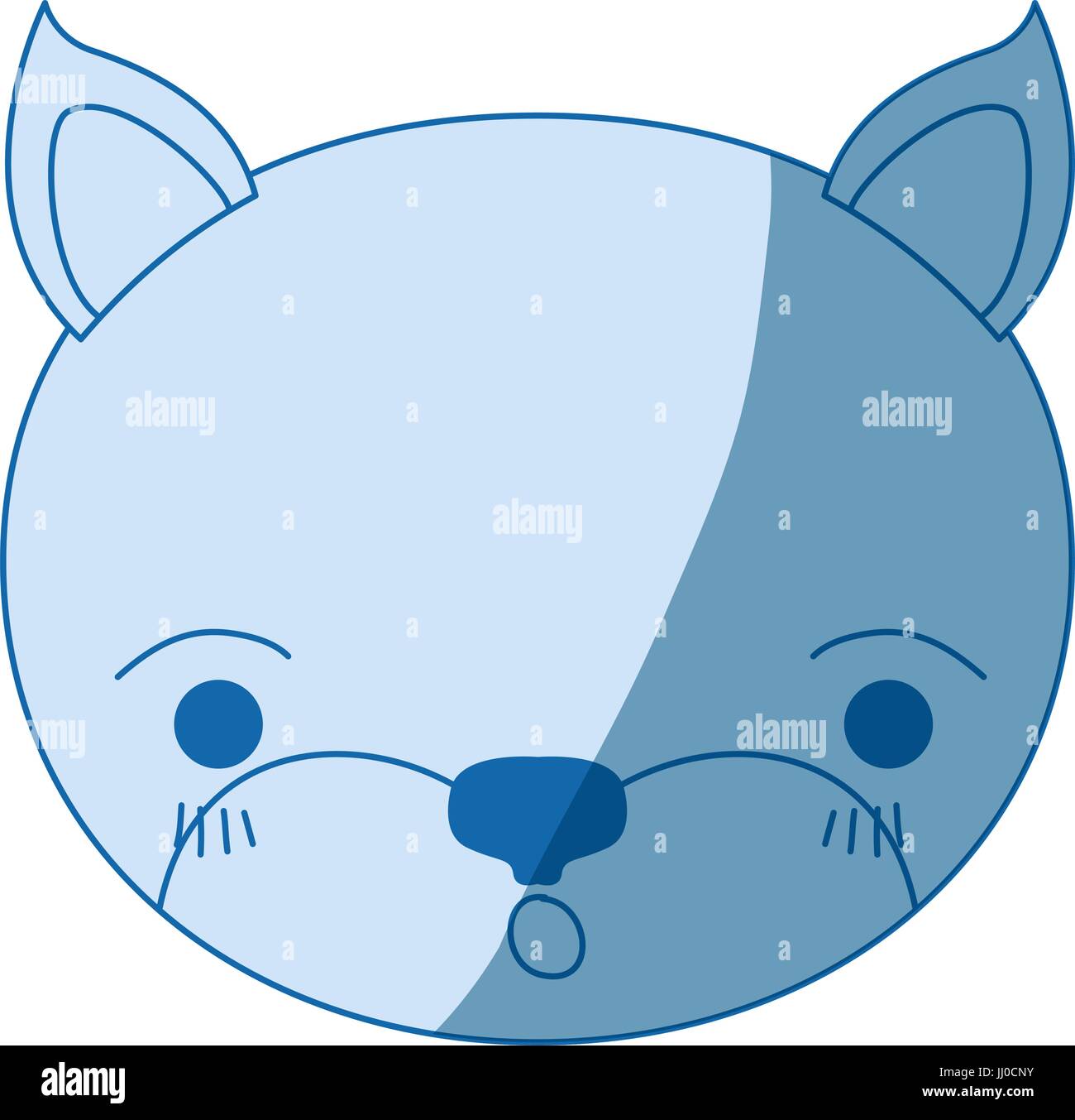 blue color shading silhouette cute face of kitten surprised expression ...