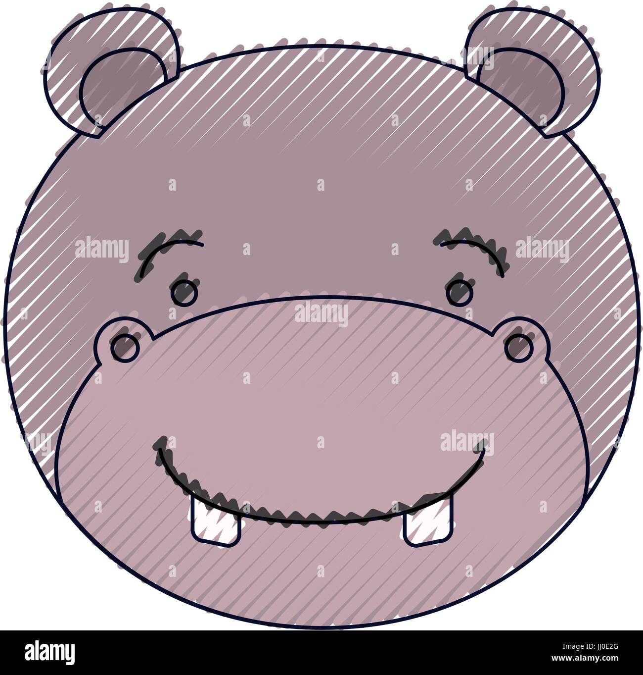 color crayon silhouette face of male hippo animal happiness expression ...