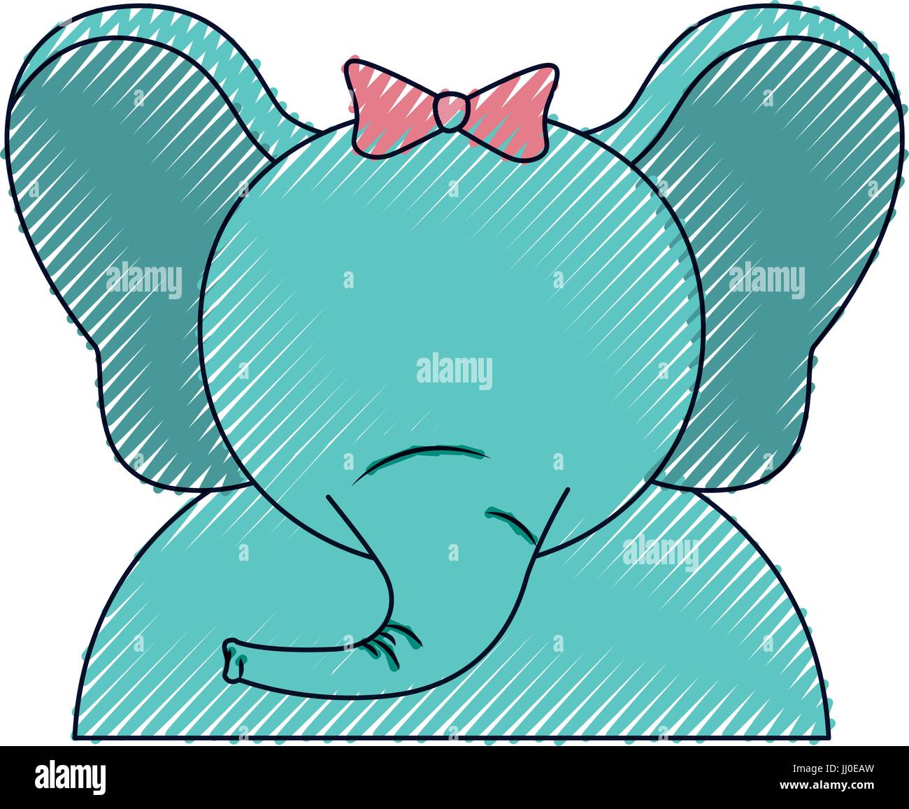 color crayon silhouette half body of female elephant animal faceless ...