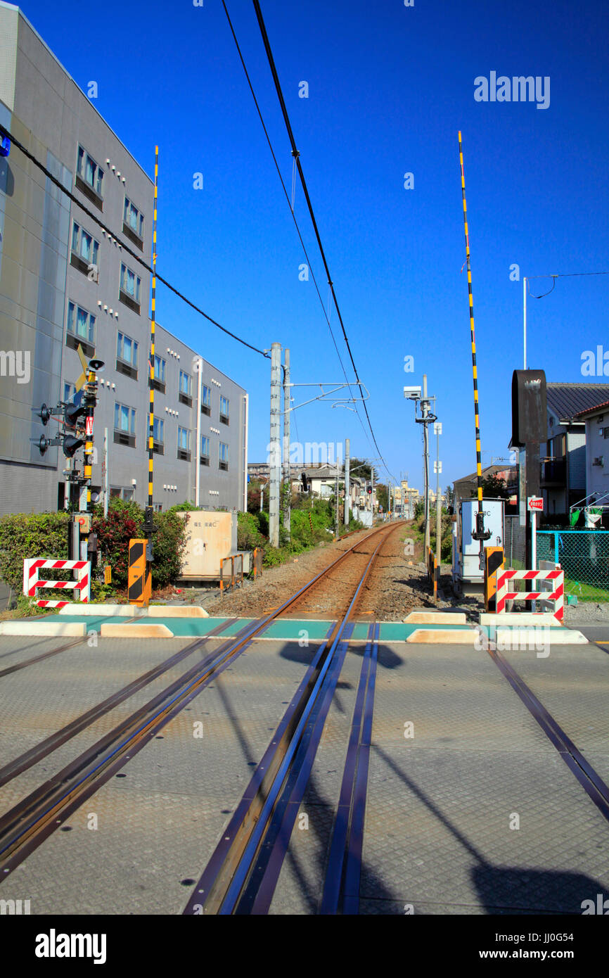 Hachikosen Railway Level Crossing in Fussa city Western Tokyo Japan ...