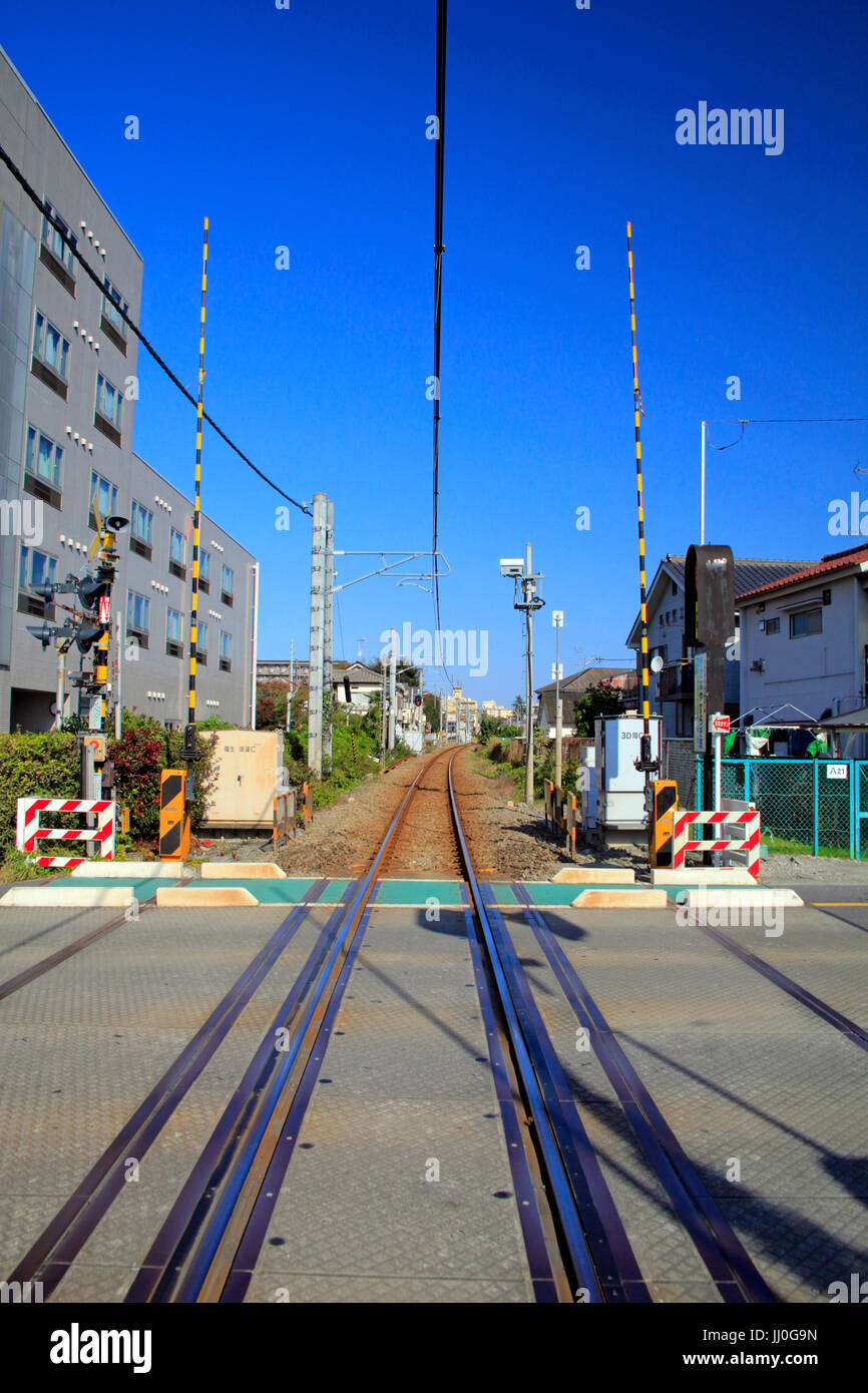 Hachikosen Railway Level Crossing in Fussa city Western Tokyo Japan ...