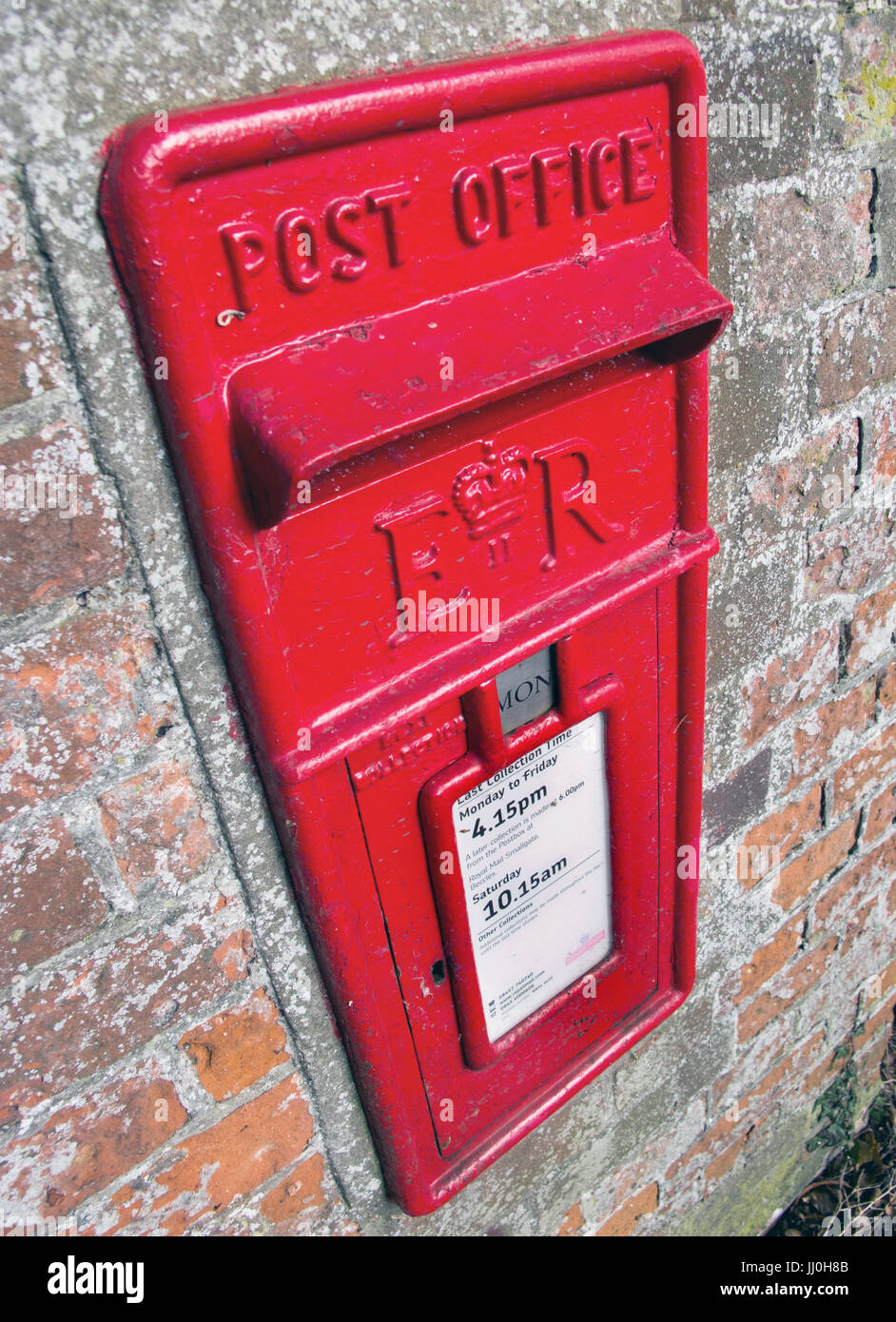 red post office box in brick wall Stock Photo - Alamy