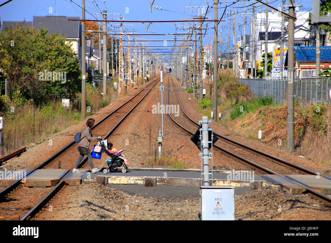 Omesen Railway Level Crossing for Pedestrians in Fussa city Western ...