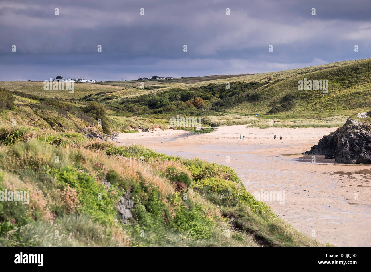 Porth Joke, a secluded beach in Newquay, Cornwall. Polly Joke Stock ...