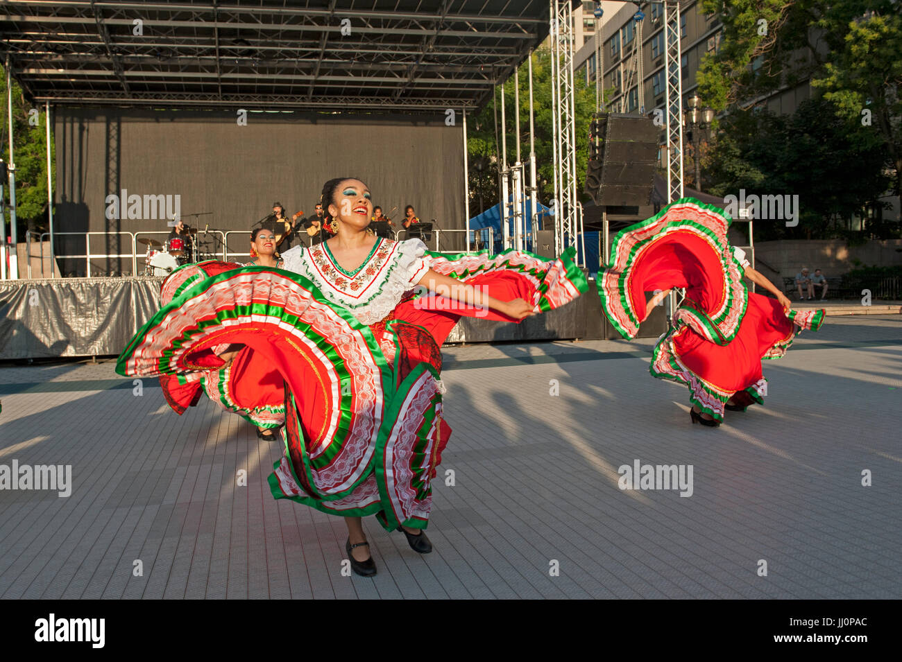 The Calpulli Mexican Dance Co. performing in Battery Park City, a ...