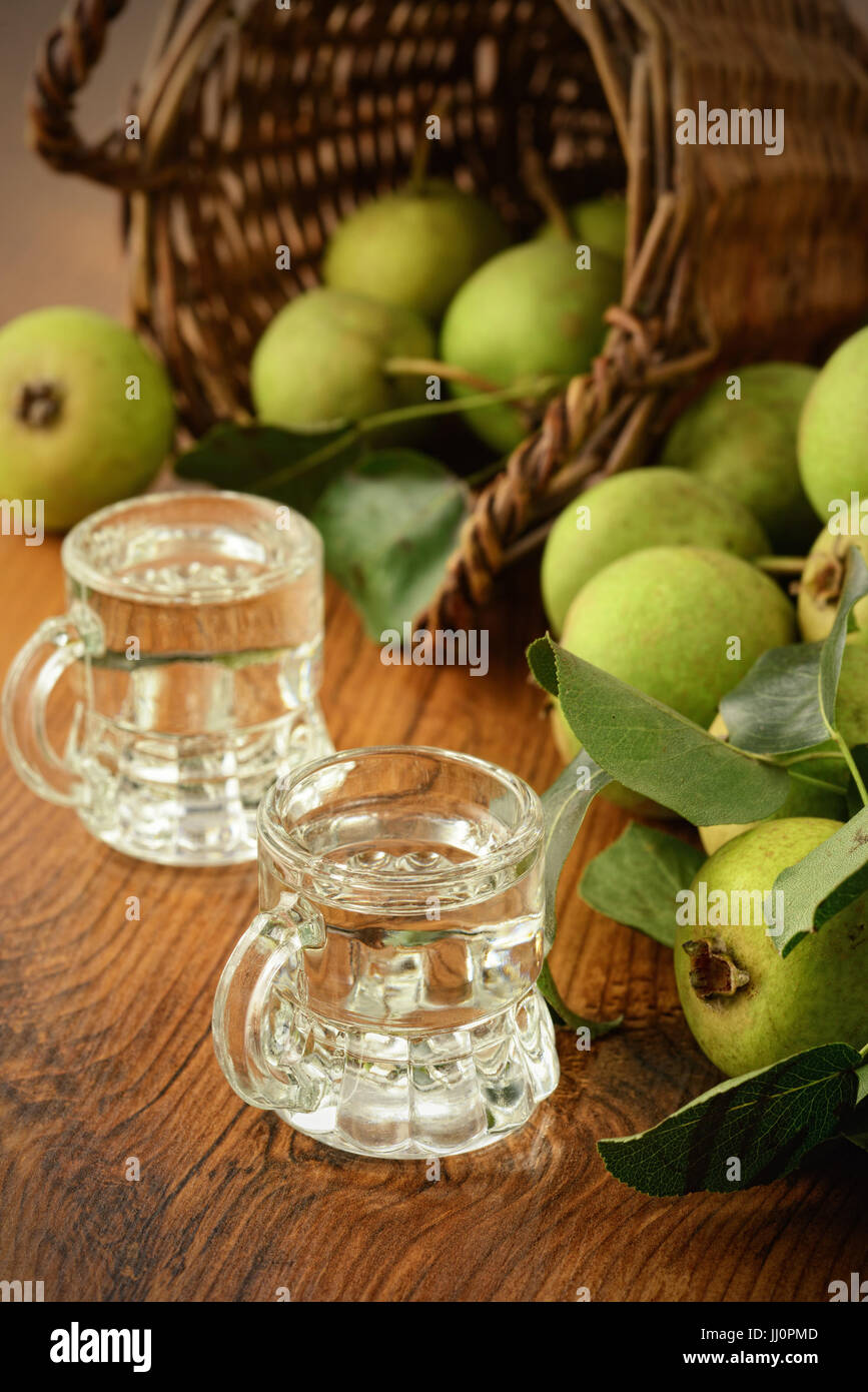 classical pear liquor made of European wild pear Stock Photo - Alamy