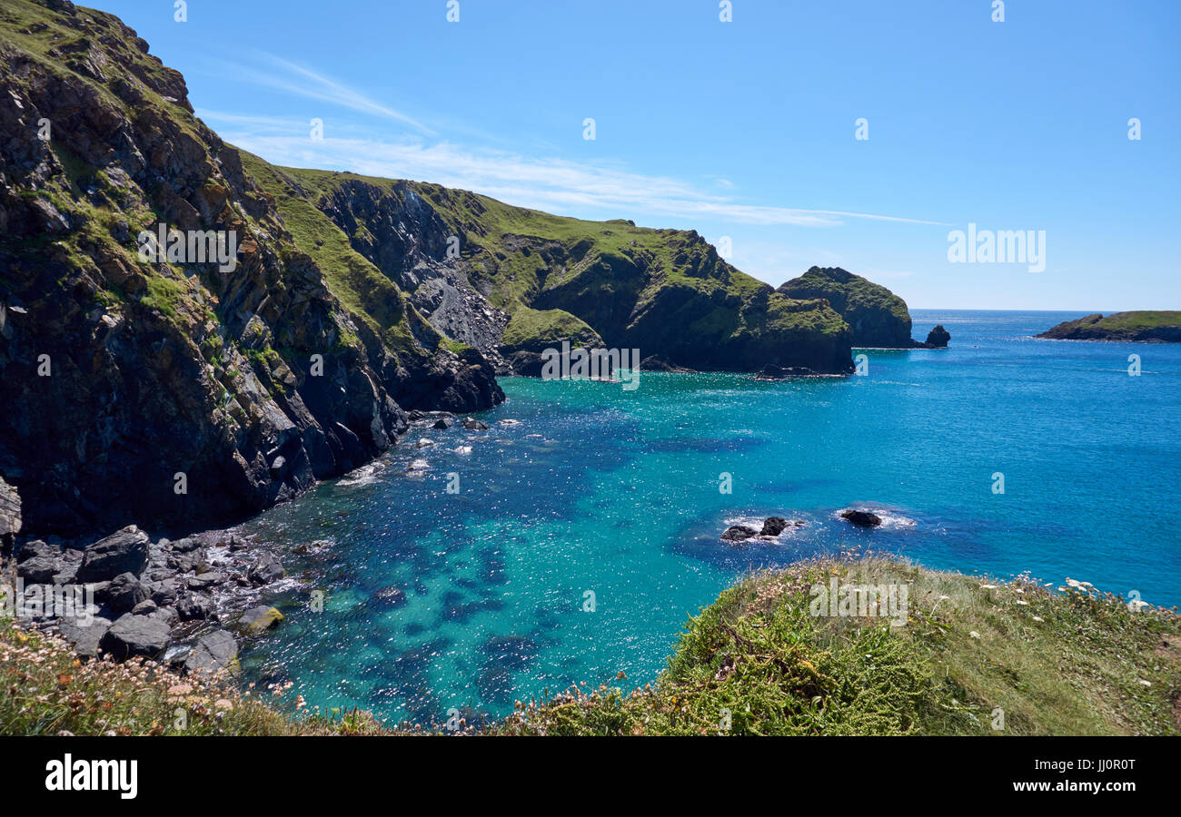 Mullion Cliff, the sea and part of Mullion Island, Mullion Cove, with ...