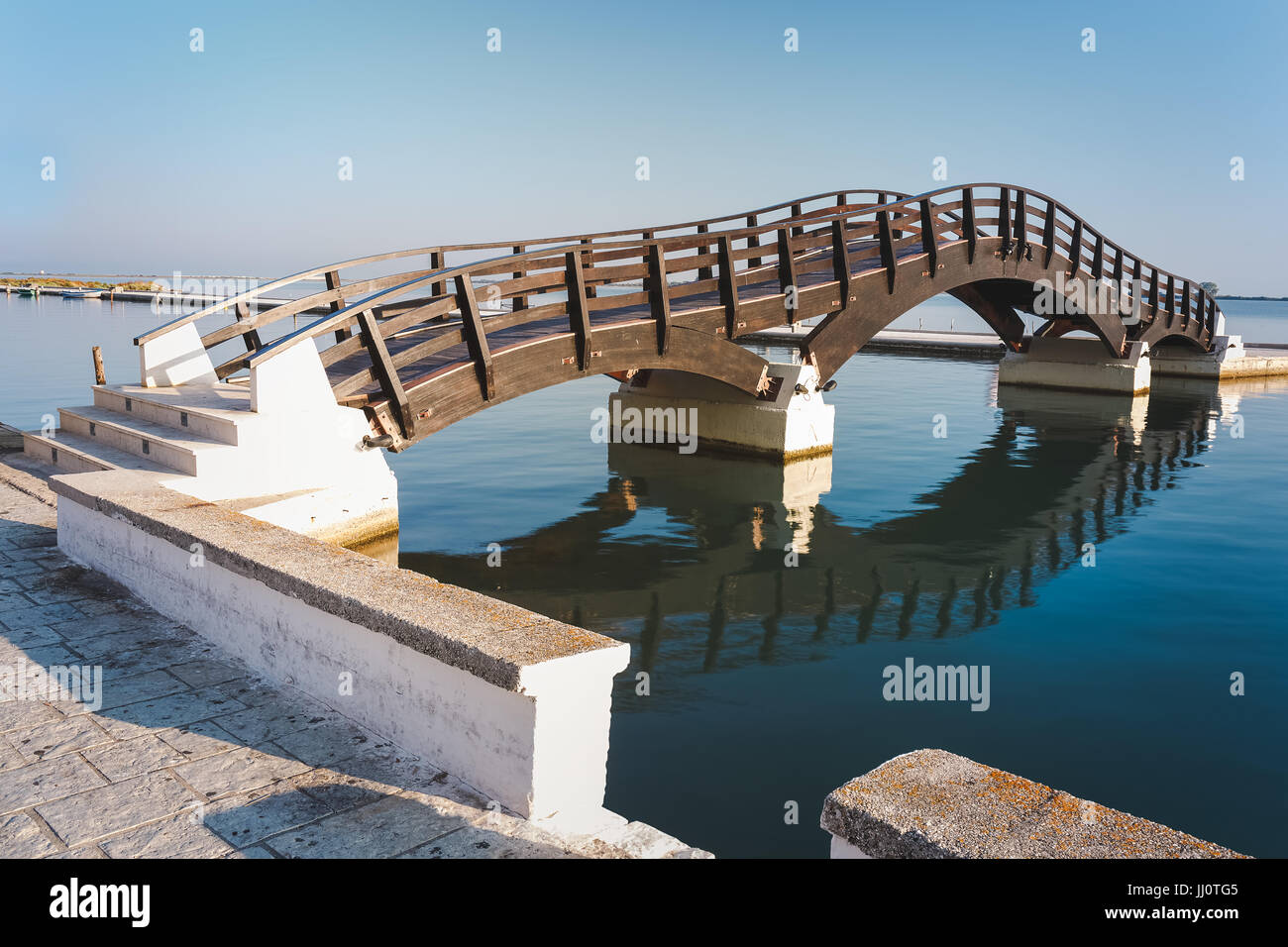 Wooden bridge in Lefkada island, Greece Stock Photo - Alamy