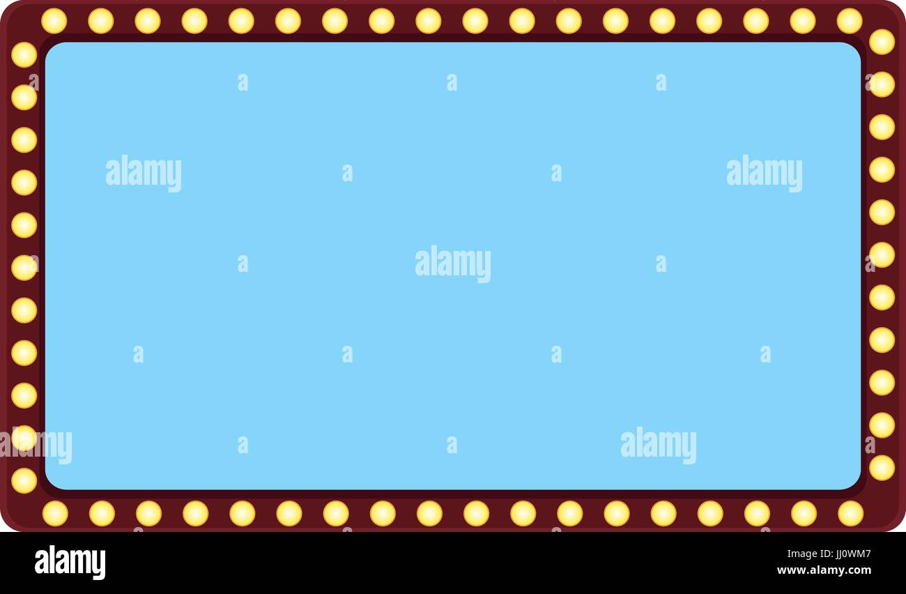 rectangular retro light banner with shining lights bulbs and blank ...