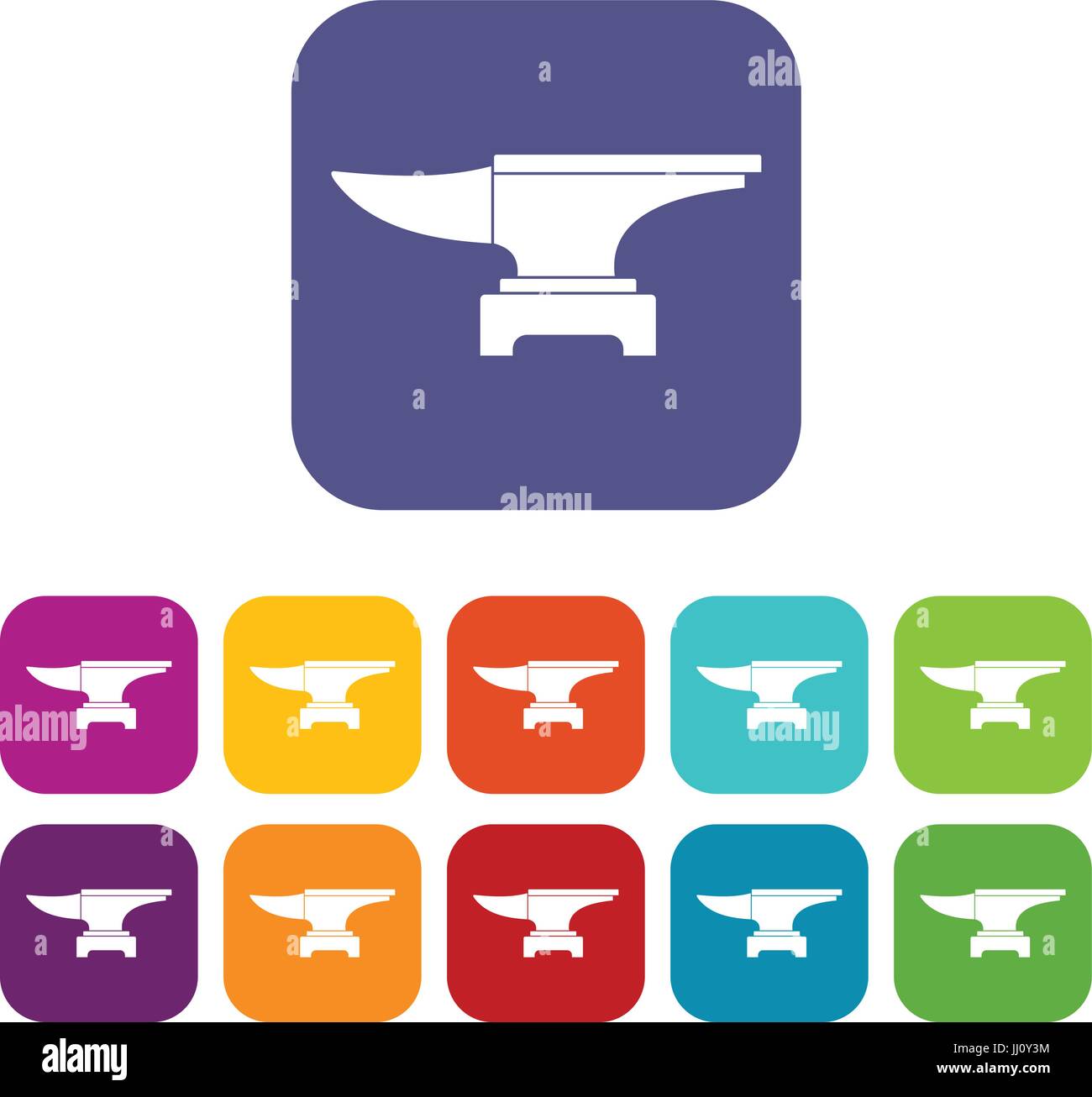 Heavy black metal anvil icons set flat Stock Vector Image & Art - Alamy