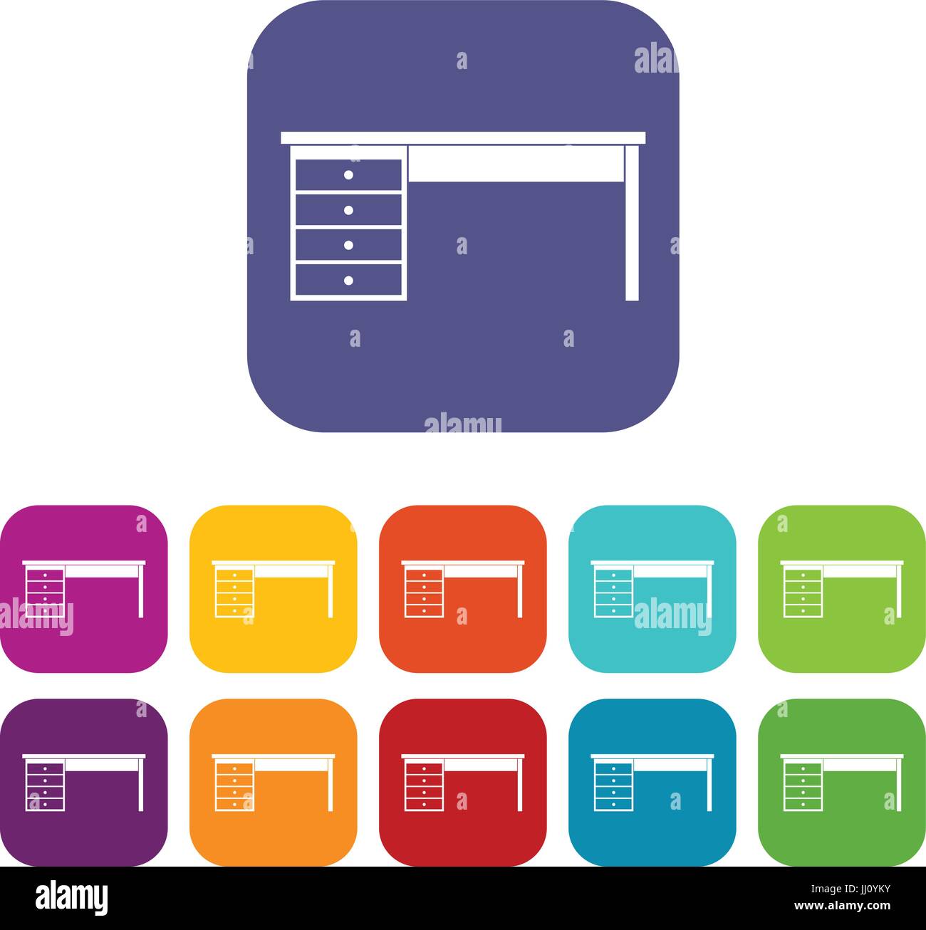 Wooden office desk icons set flat Stock Vector Image & Art - Alamy