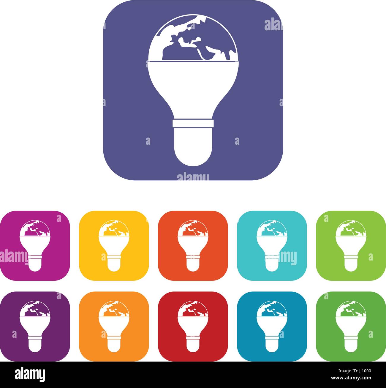 Light bulb and planet Earth icons set flat Stock Vector Image & Art - Alamy
