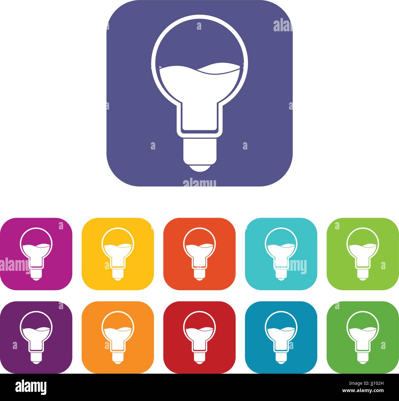 Light bulb with blue water inside icons set flat Stock Vector Image ...