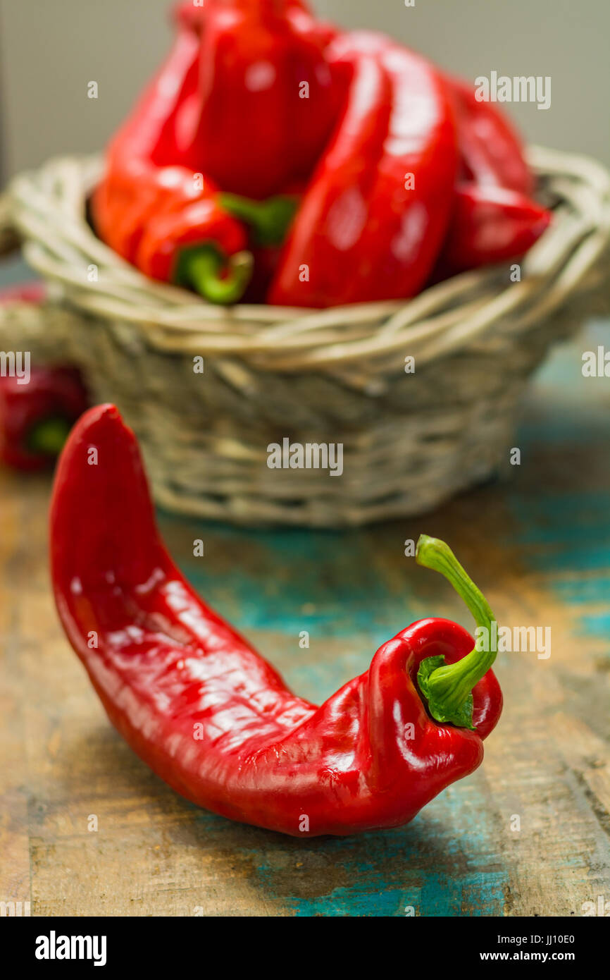 Fresh ripe red sweet turkish pepper ready to eat healthy vegetables ...