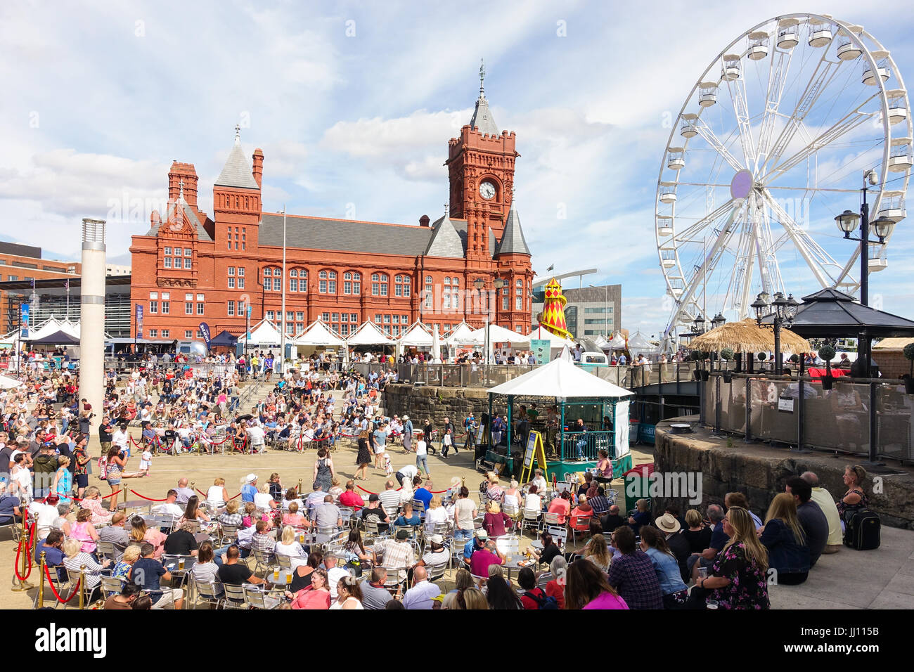 Cardiff, United Kingdom - July 14, 2017: People are enjoying themselves ...