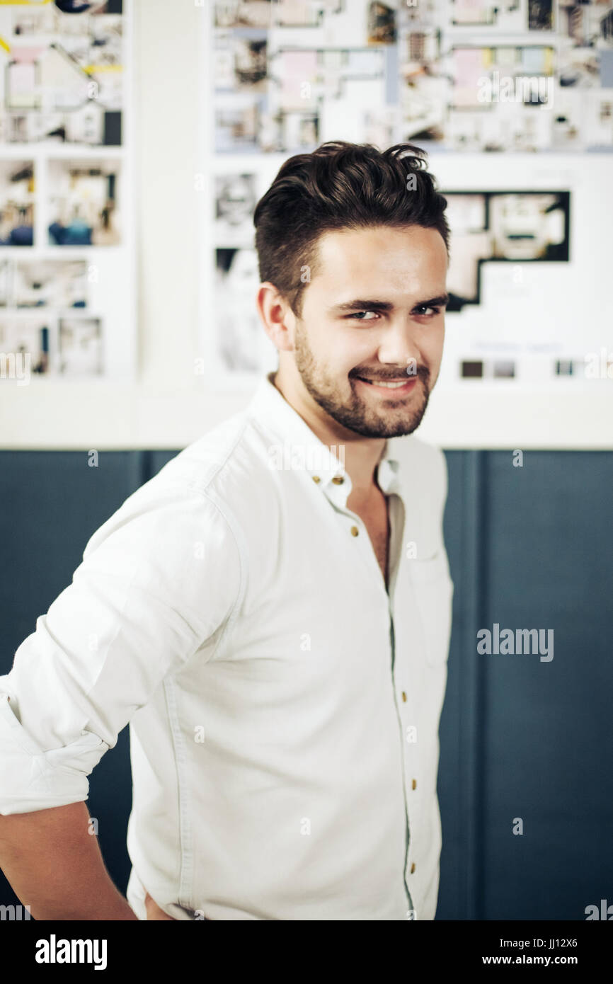 Portrait of stylish handsome young man isolated on white background ...