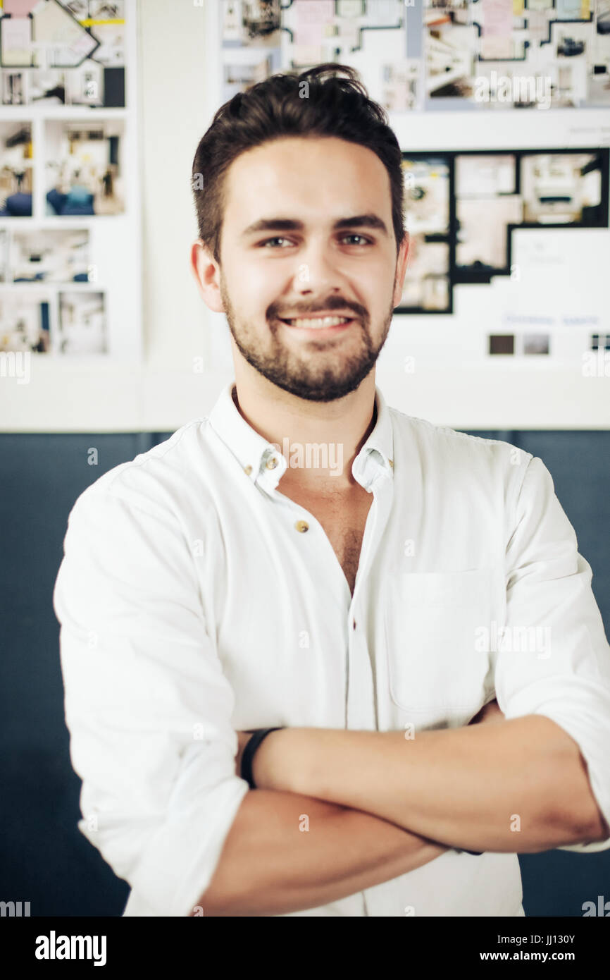 Portrait of stylish handsome young man isolated on white background ...