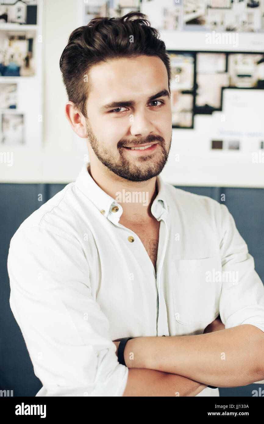Portrait of stylish handsome young man isolated on white background ...