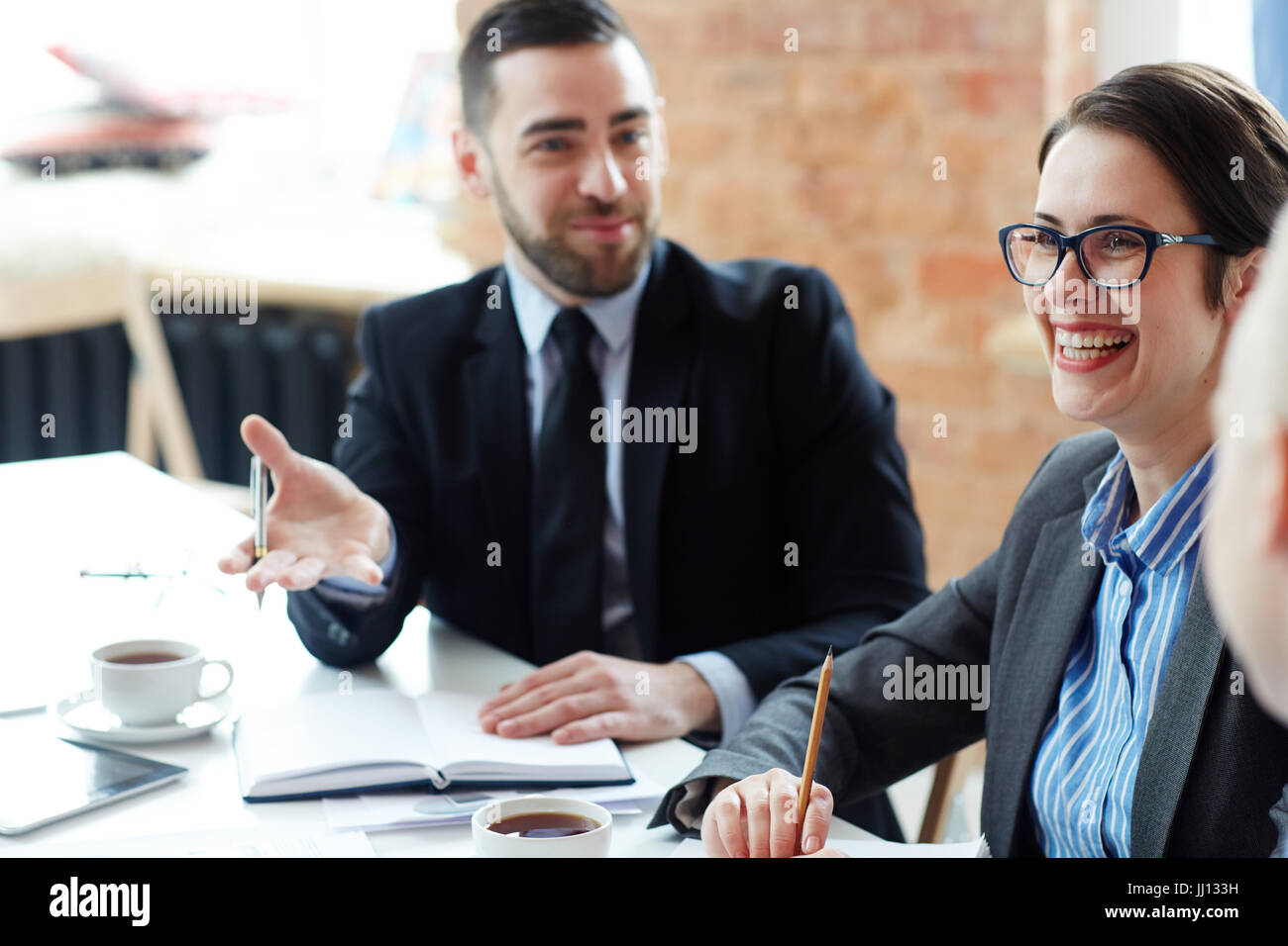 Meeting of colleagues Stock Photo - Alamy