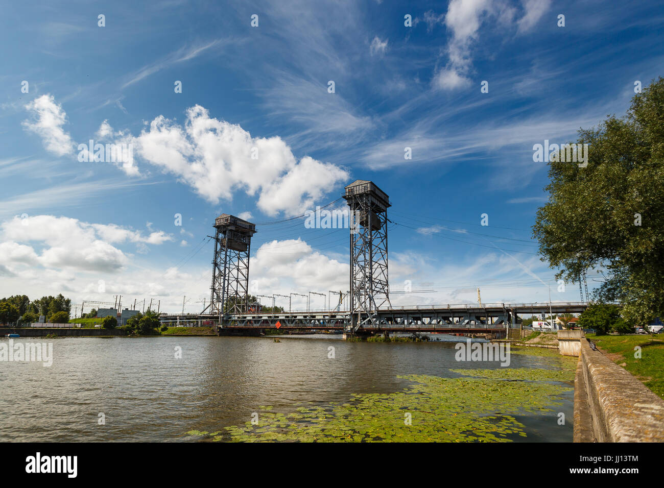 View of the two-tiered bridge in Kaliningrad in summer Stock Photo - Alamy