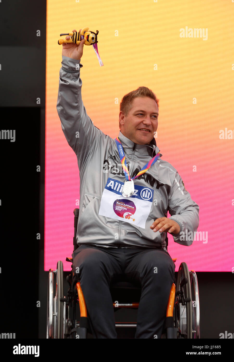 Germany's Daniel Scheil with his silver medal in the Men's Shot Put F33 ...