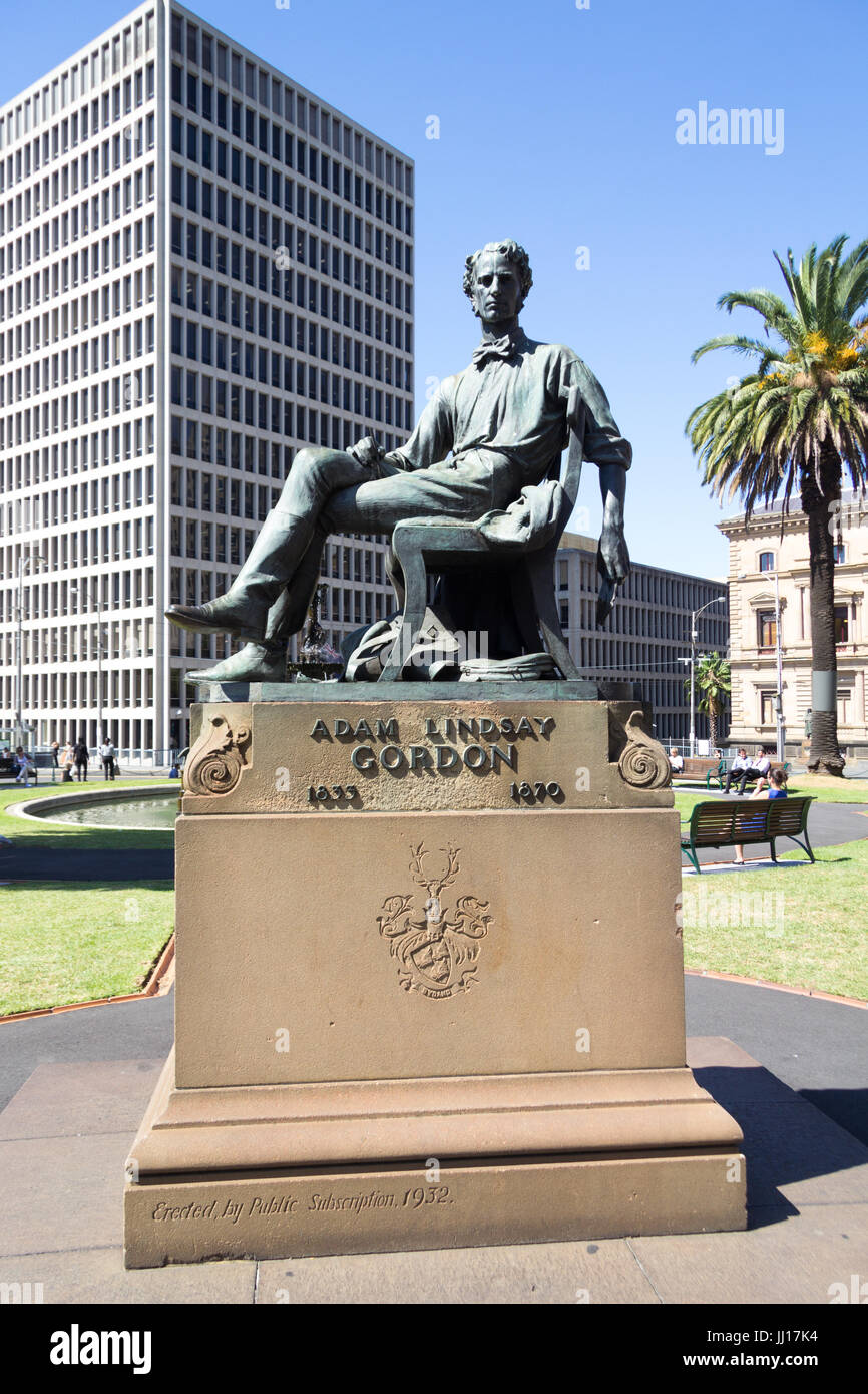 Statue of Adam Lindsay Gordon in Gordon reserve, Sring street ...