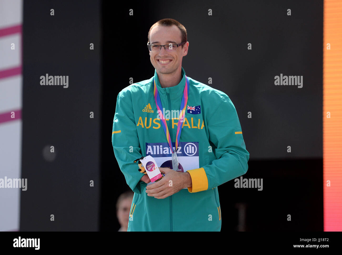 Australia's Aaron Chatman with his silver medal after the Men's High ...