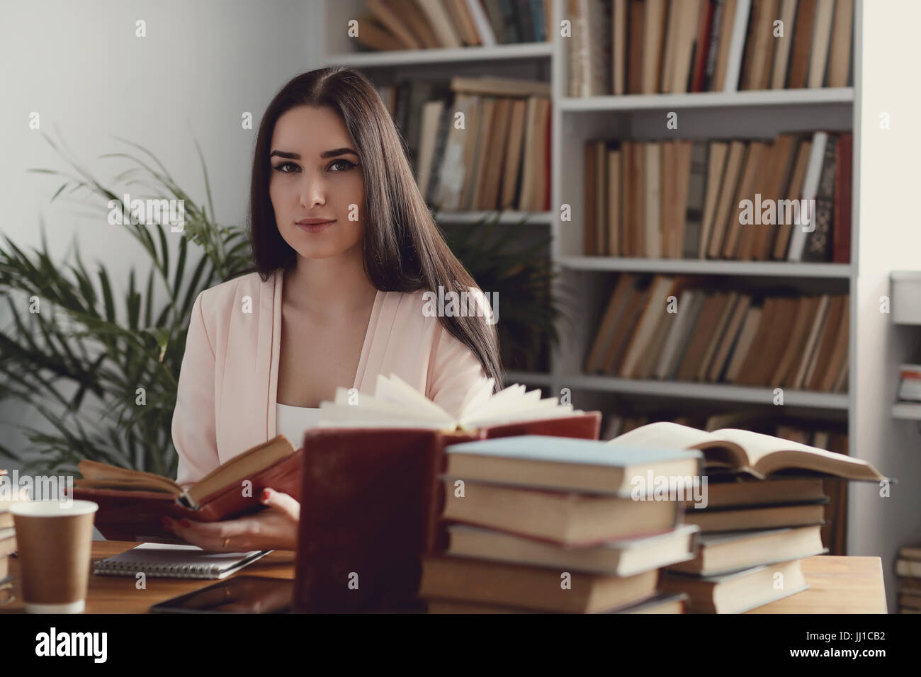 Education and study. Woman in the library Stock Photo - Alamy