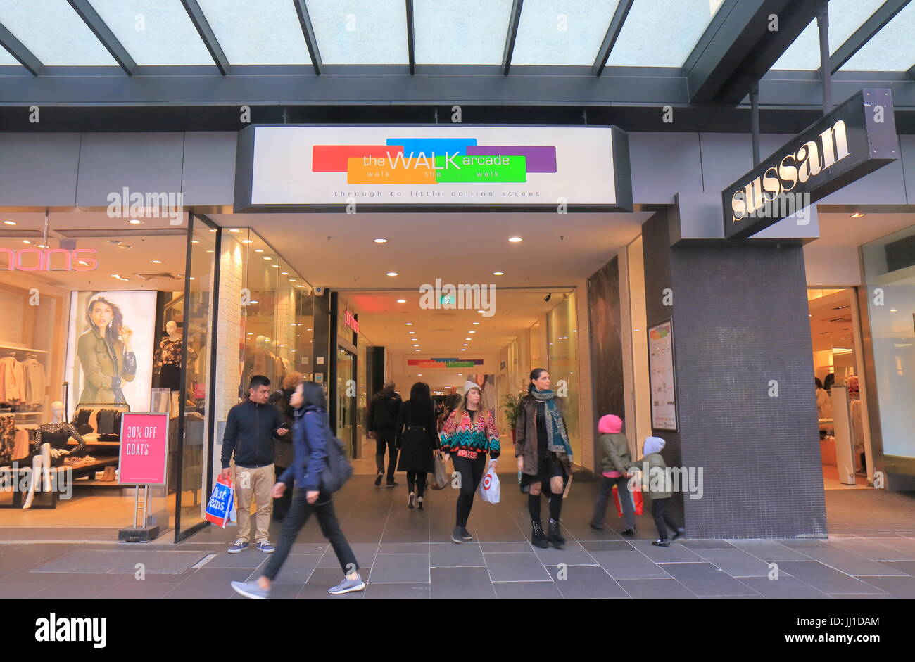 People visit Walk Arcade in downtown Melbourne Australia Stock Photo ...