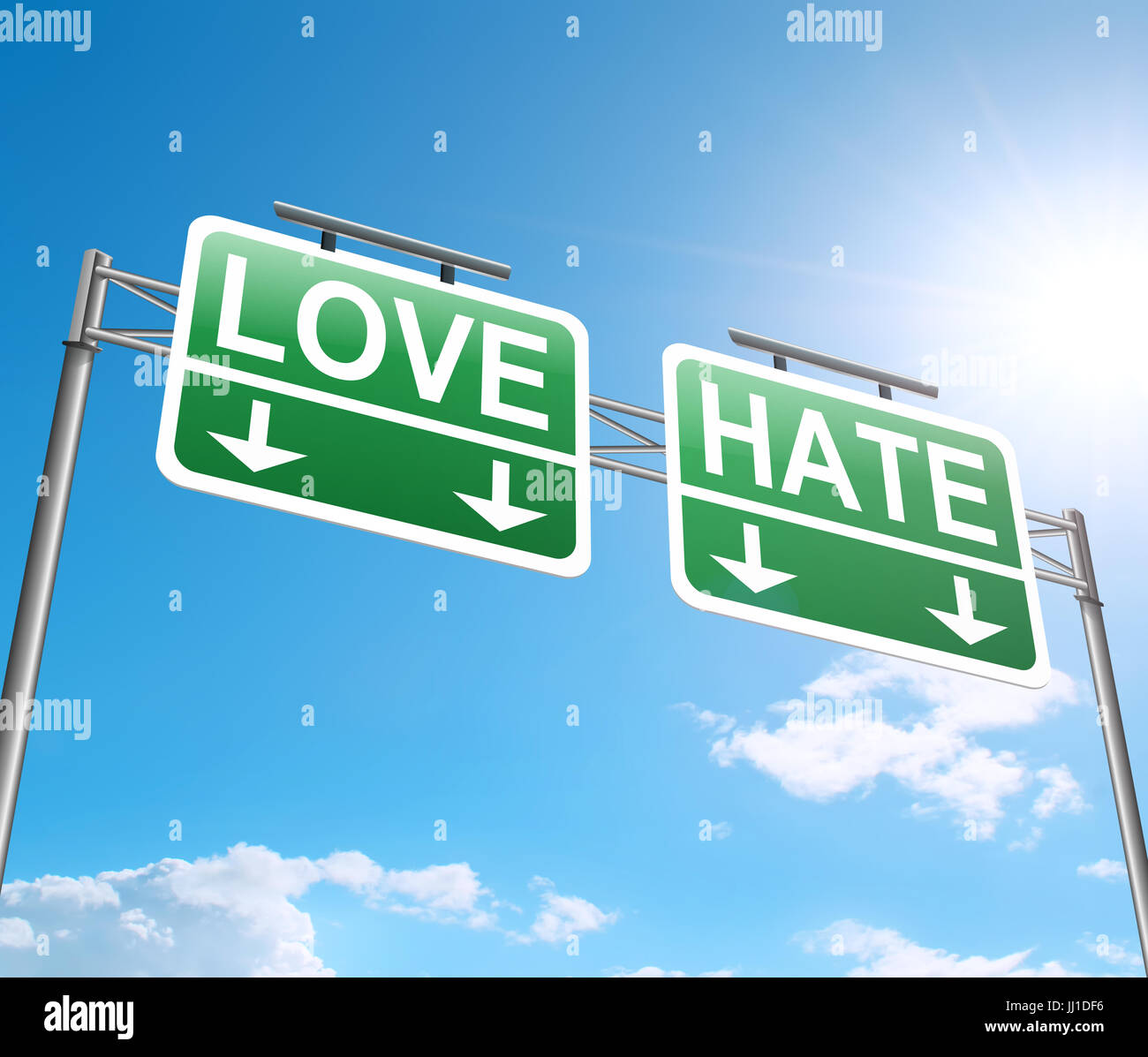 3d Illustration depicting a sign with a love hate concept Stock Photo ...