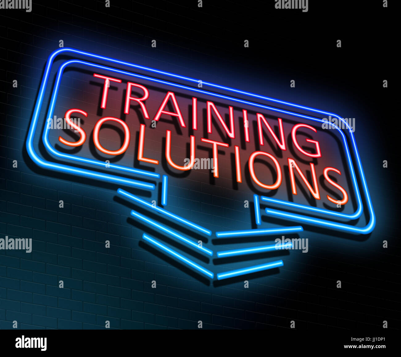 Illustration depicting an illuminated neon sign with a training ...