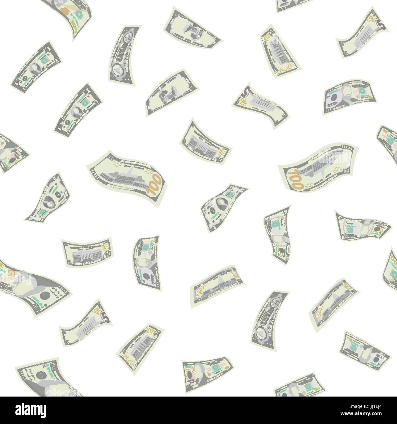 Flying Dollars Seamless Pattern Vector. Cartoon Money Bills Banknotes ...