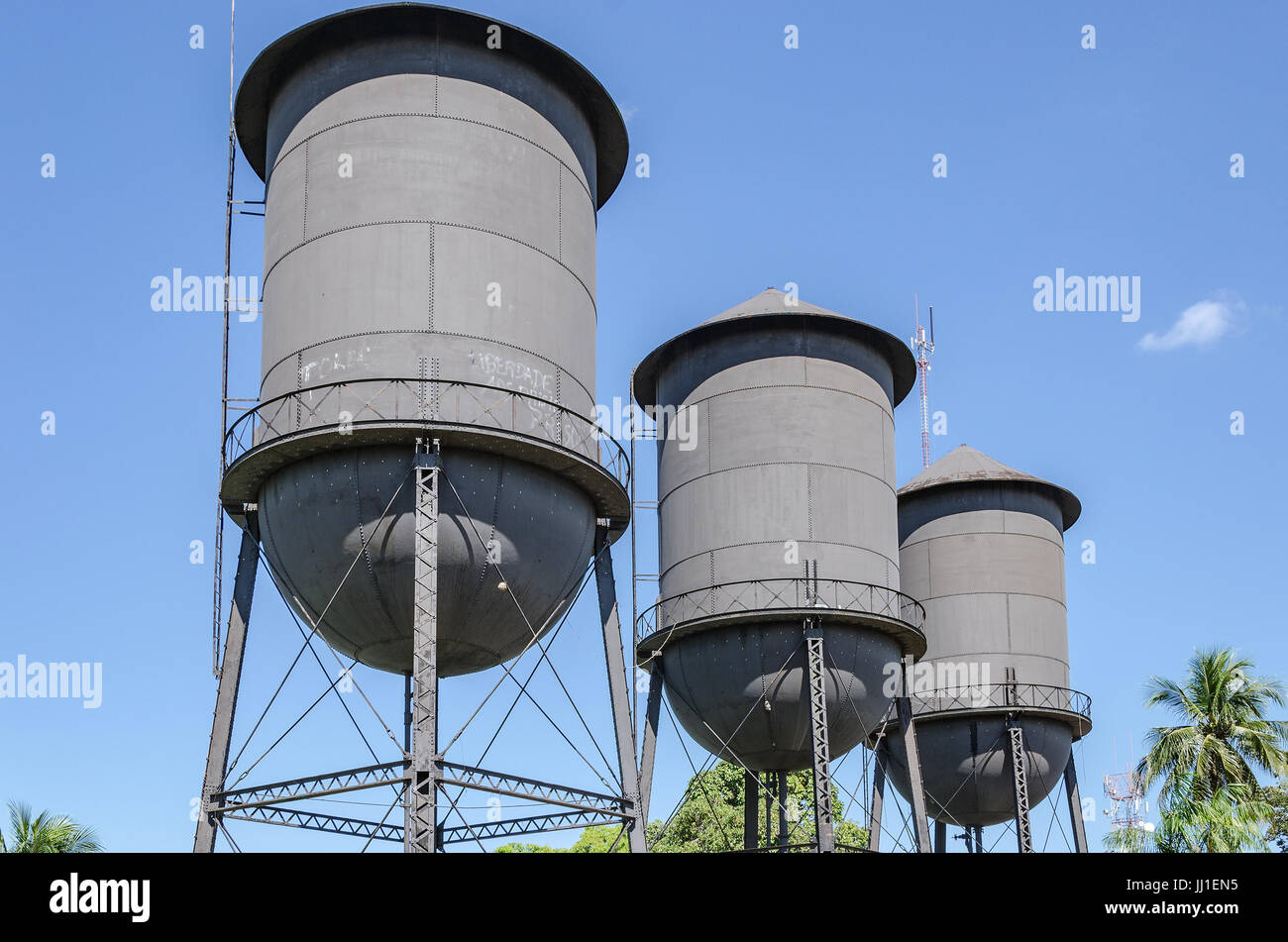 PORTO VELHO, BRAZIL - JUNE 15, 2017: Three water tanks imported to ...