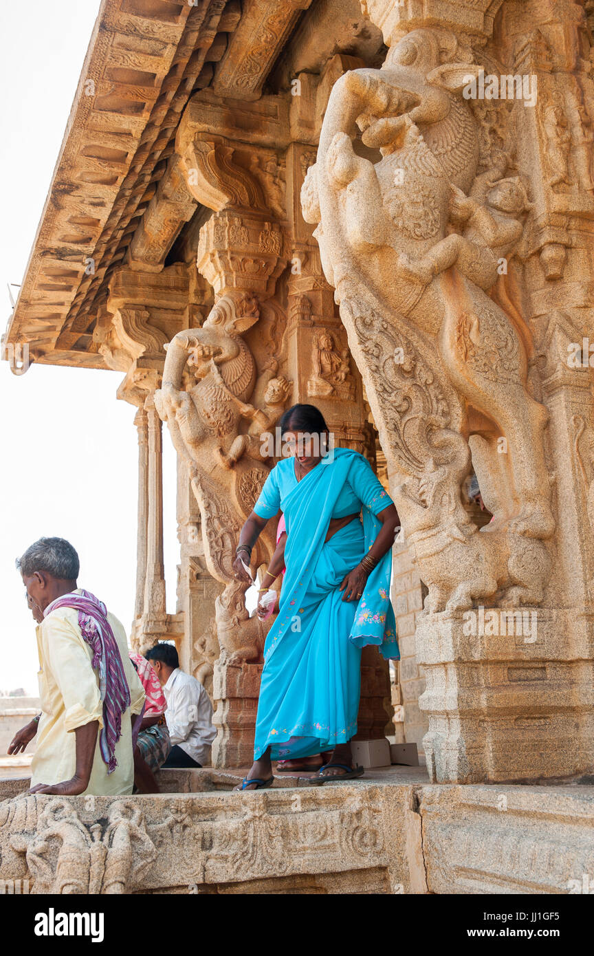 Indian people visiting Vittala Temple Complex at Hampi, Karnataka ...