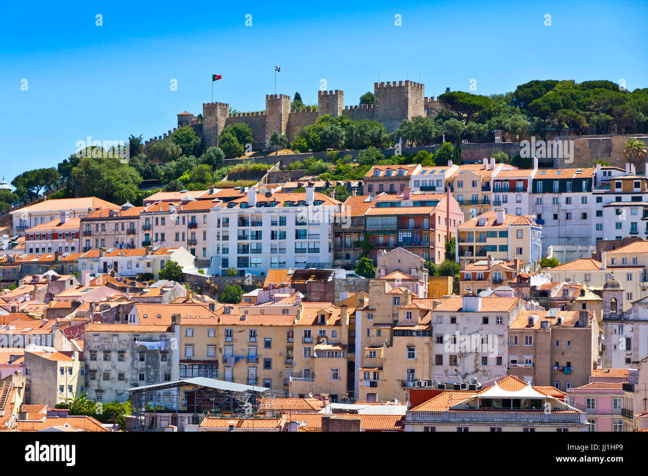 The visible profile of the Castle of Sao Jorge (Castelo de Sao Jorge ...