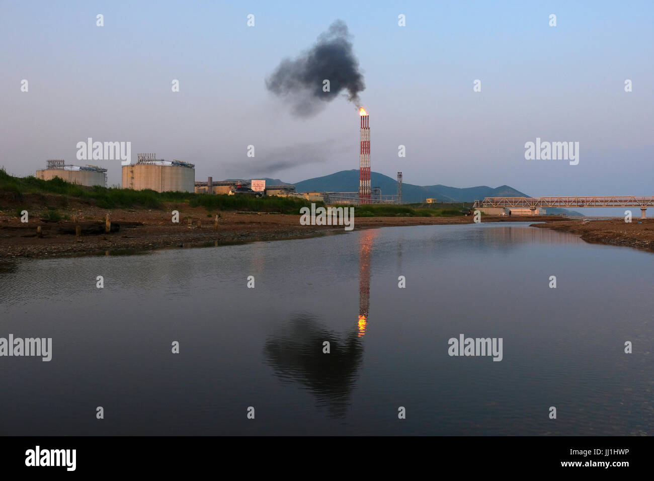 View of the liquefied natural gas LNG Liquefaction Plant constructed by ...