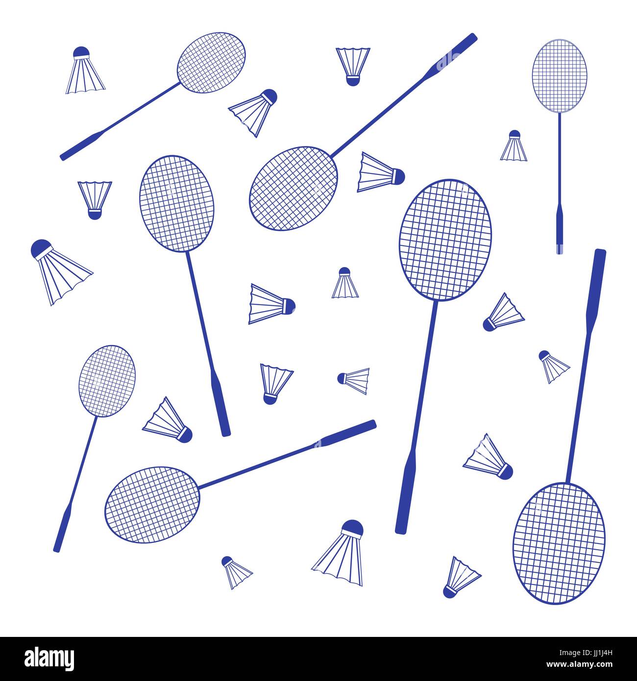 Nice picture of colorful badminton rackets and shuttlecocks on a white ...