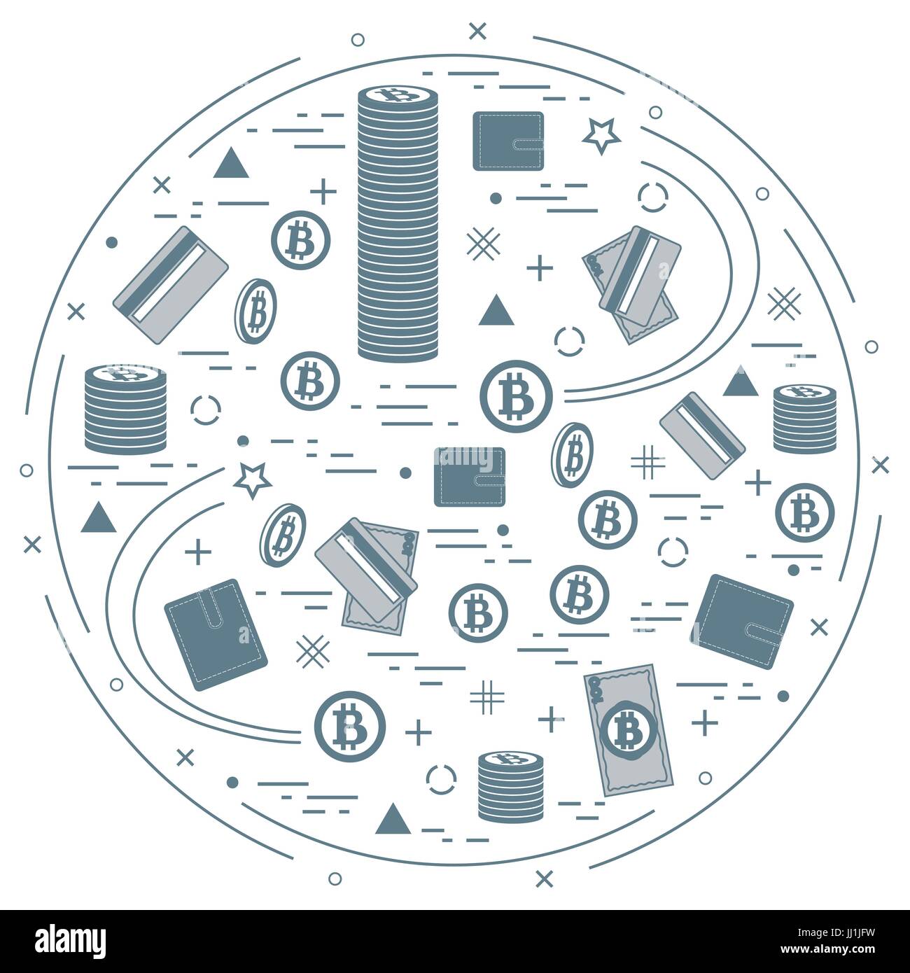 Vector illustration of different money, investment and financial icons ...