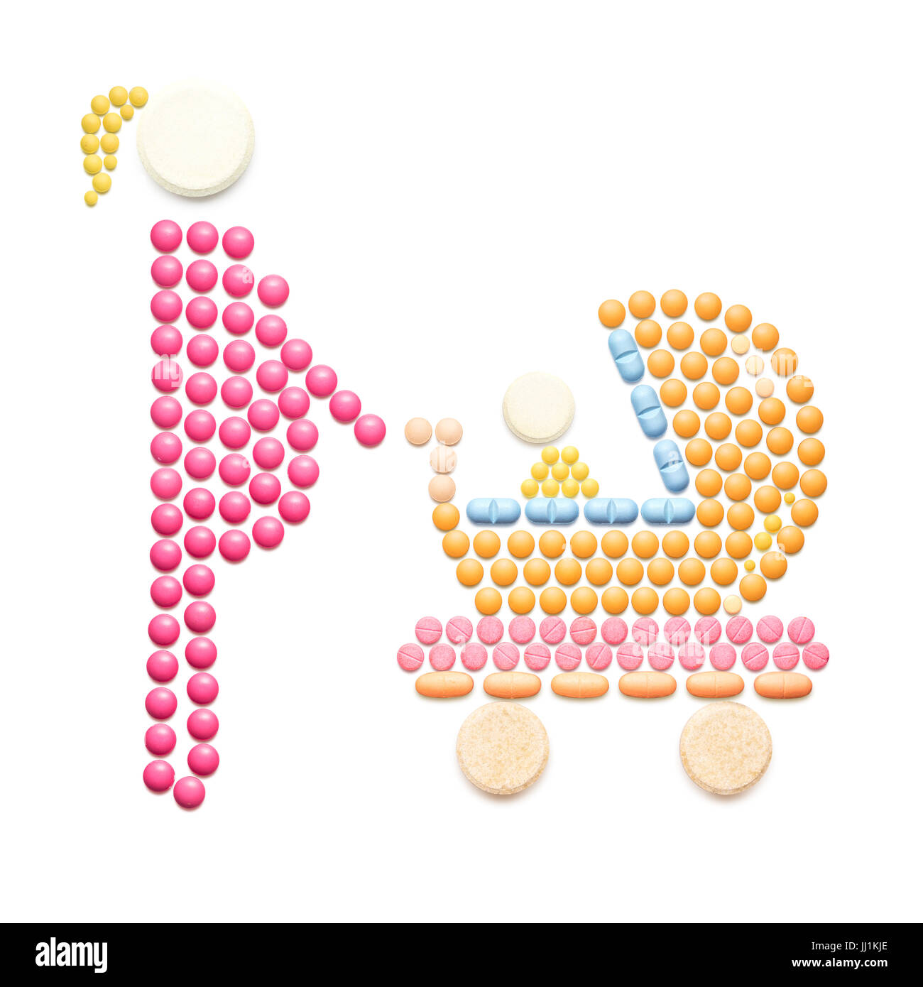 Creative medicine and healthcare concept made of pills, mother with ...