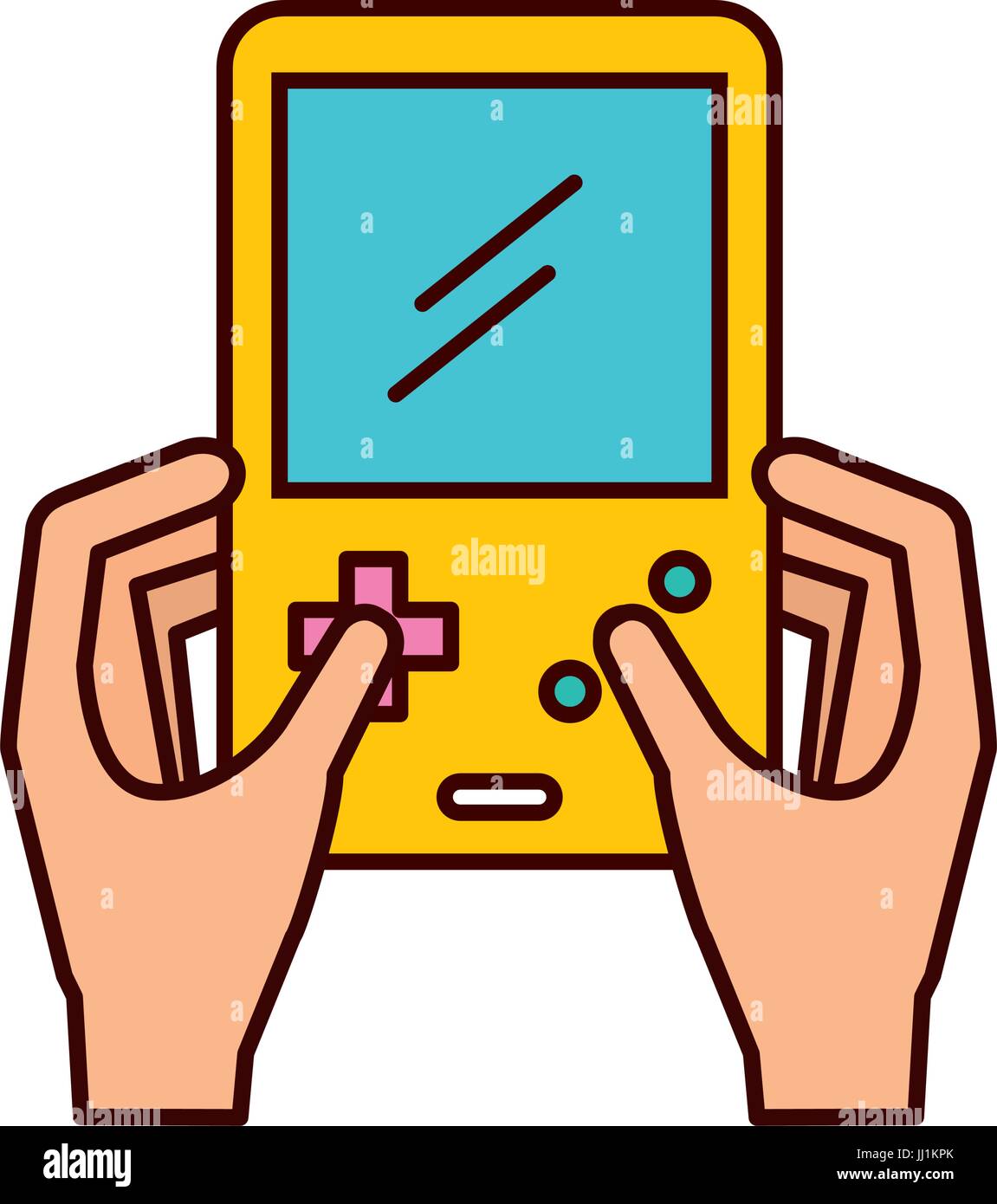 hands user with Portable video game console vector illustration design ...
