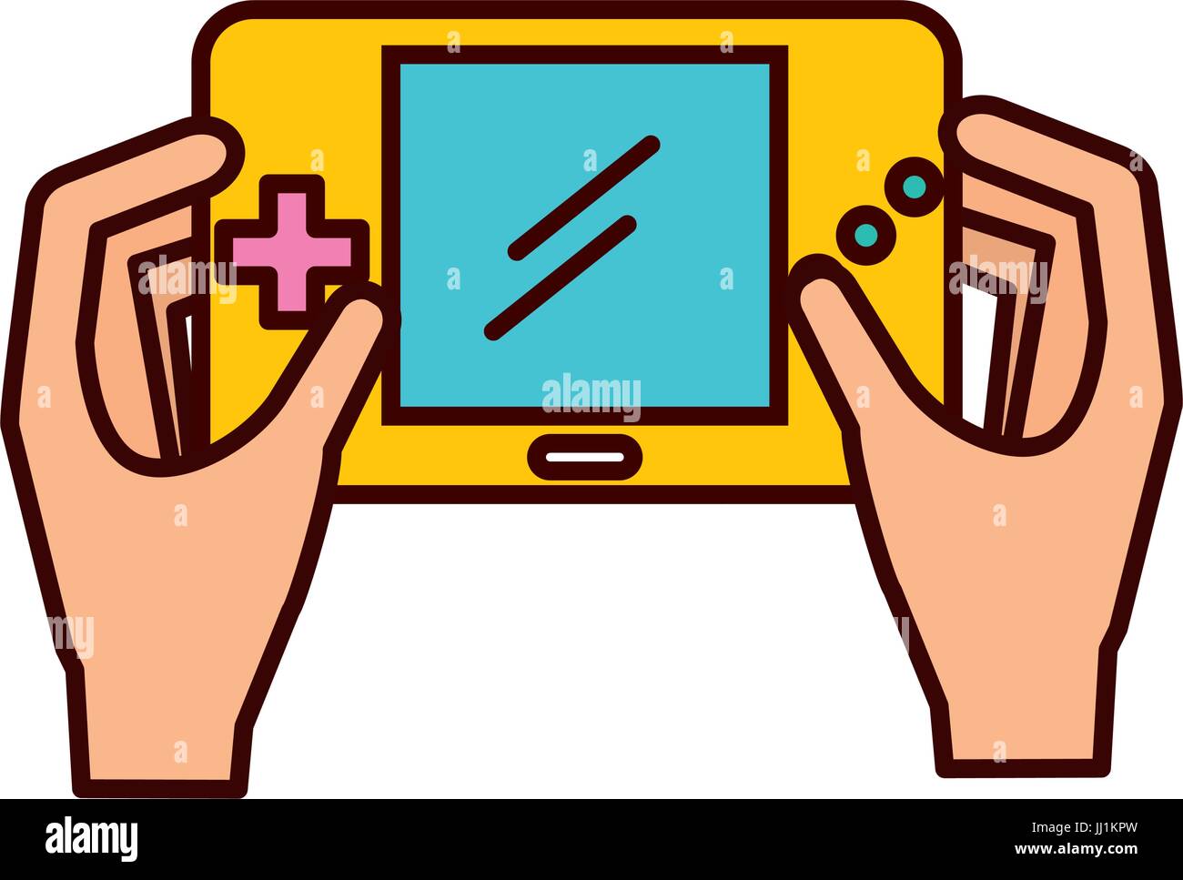 hands user with Portable video game console vector illustration design ...