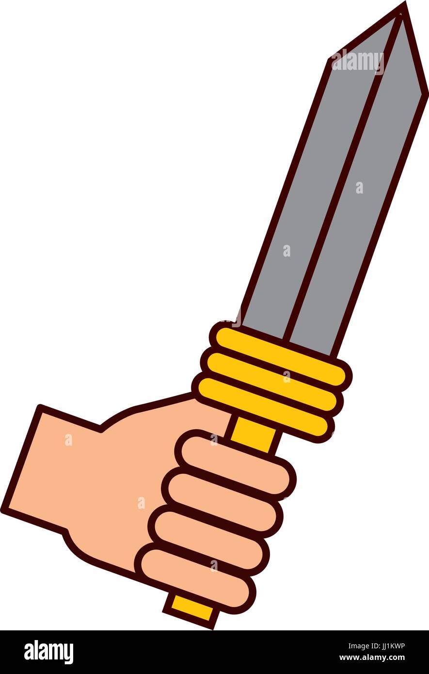 hand with sword weapon warrior game vector illustration design Stock ...