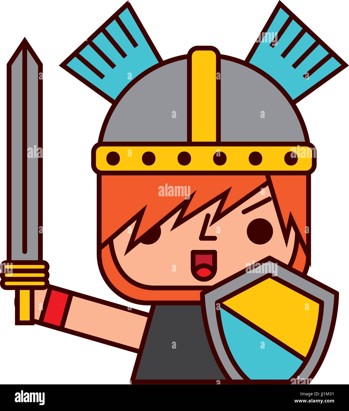 Avatar of a video game warrior with sword vector illustration design ...