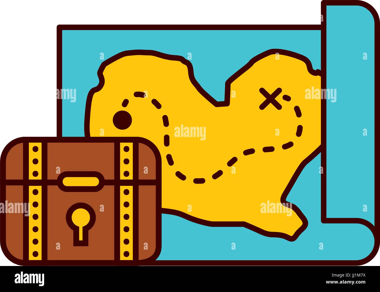 treasure chest game with map vector illustration design Stock Vector ...