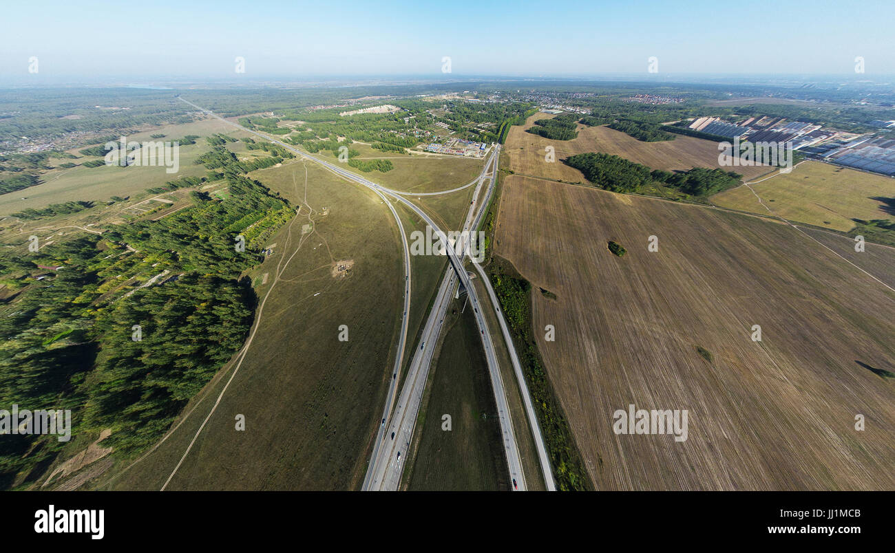 Aerial city view with crossroads buildings and parks Stock Photo - Alamy