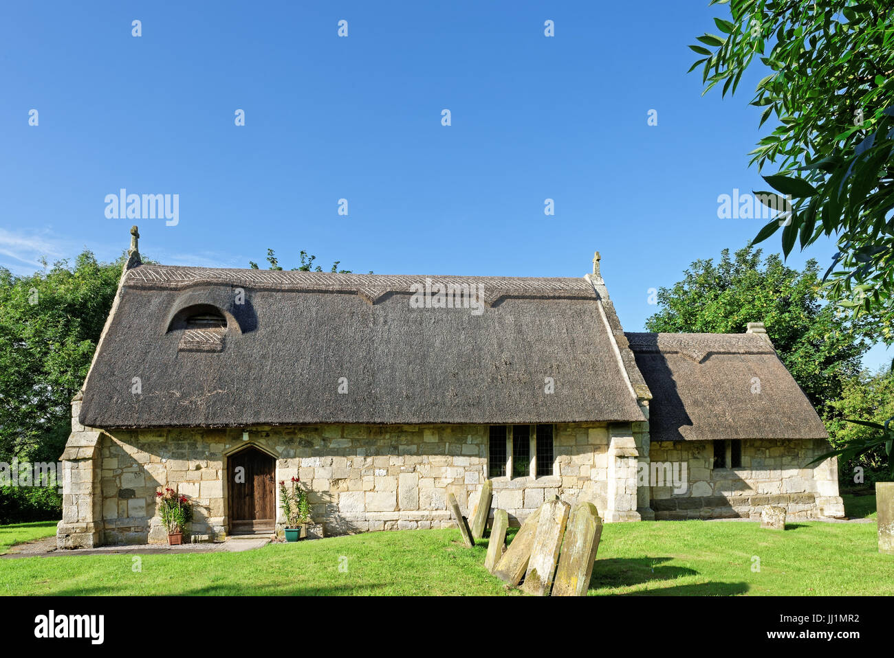 The old thatched church in Markby,Lincolnshire,UK, is unique in the ...