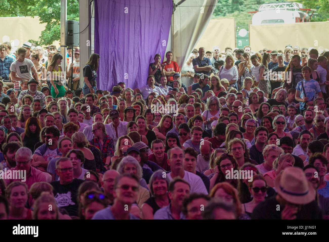 Crowds in the Comedy tent on Day 4 (Sunday) of the 2017 Latitude ...